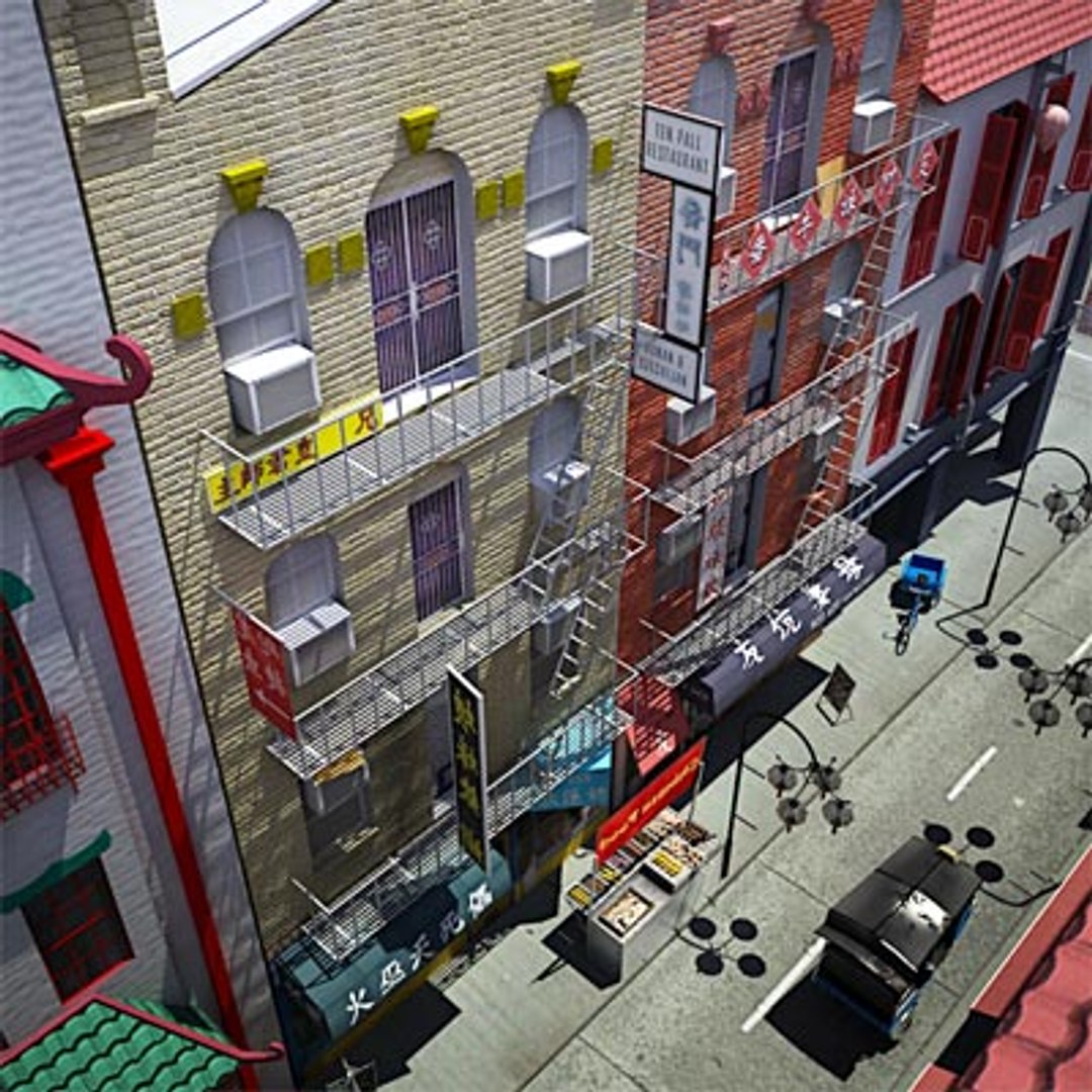 China Town Block Streets 3d Model
