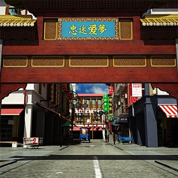 china town block streets 3d model