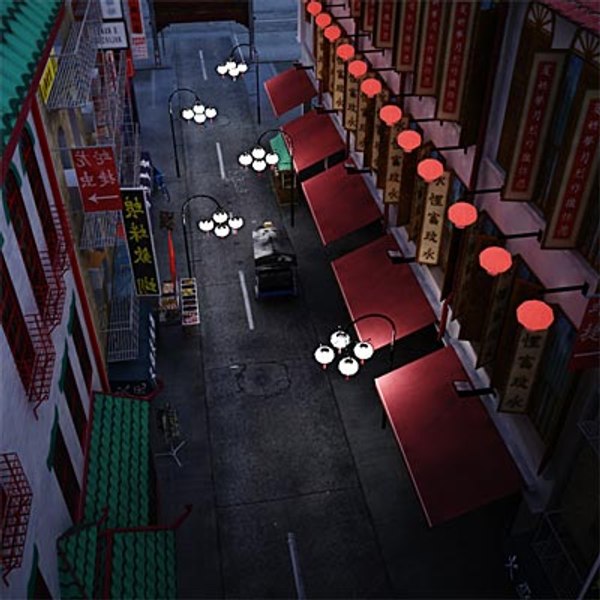 china town block streets 3d model