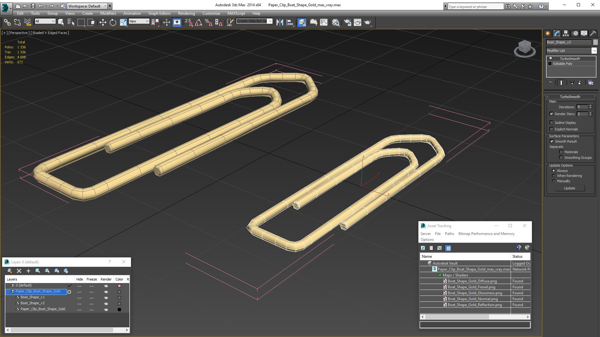 Paper Clip Boat Shape Gold 3D - TurboSquid 1862498