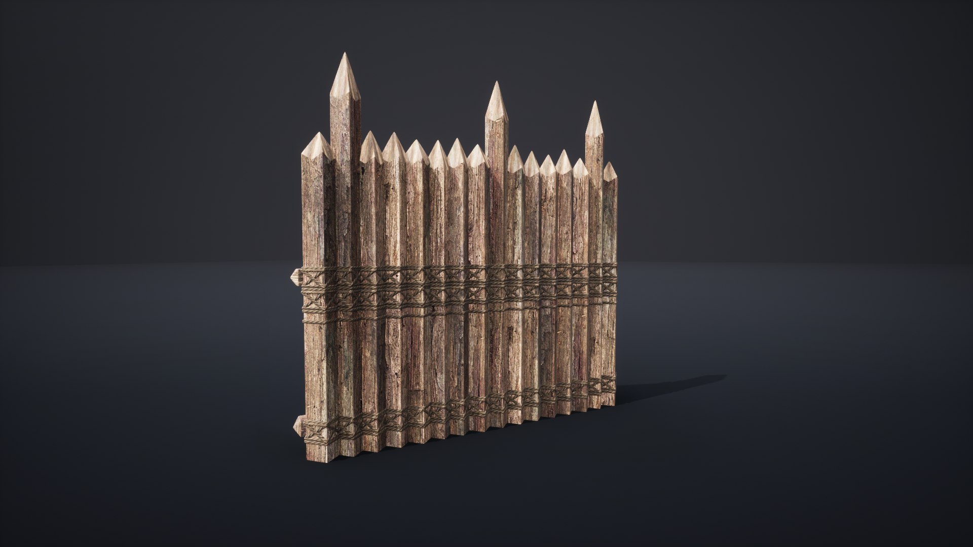 3D PALISADE BARRICADE BARRIER WALL DAM WOODEN MEDIEVAL VILLAGE FORT ...