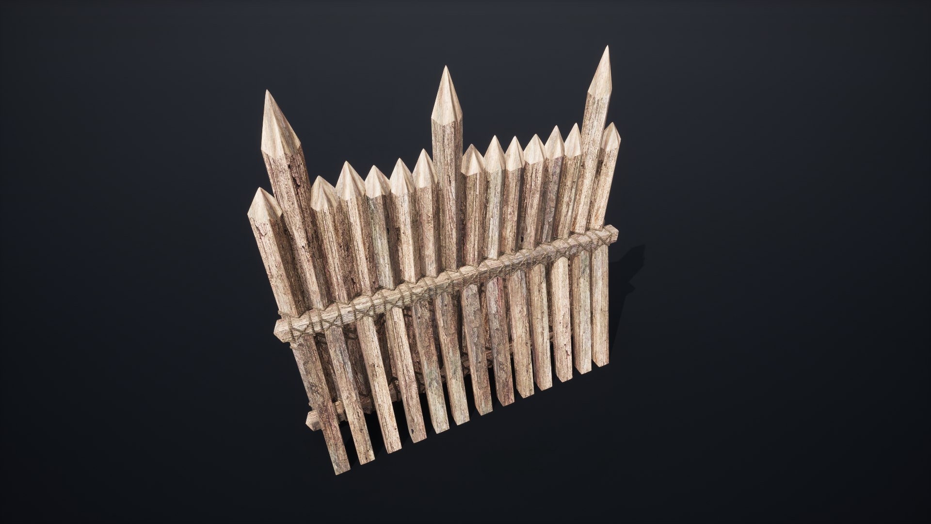3D PALISADE BARRICADE BARRIER WALL DAM WOODEN MEDIEVAL VILLAGE FORT ...