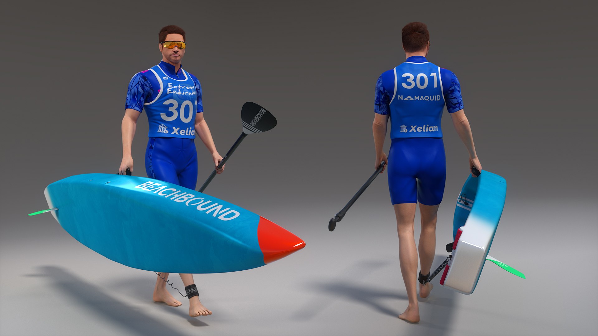 3D Model Male Sup Racer Animated HQ - TurboSquid 2088917