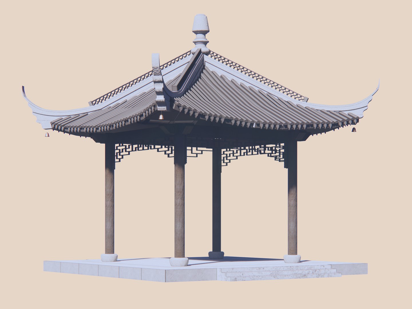 3D Traditional Chinese Square Pavilion - TurboSquid 2049135
