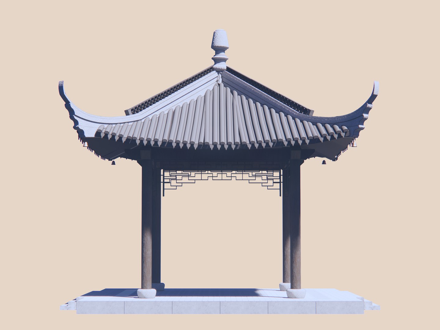 3D Traditional Chinese Square Pavilion - TurboSquid 2049135