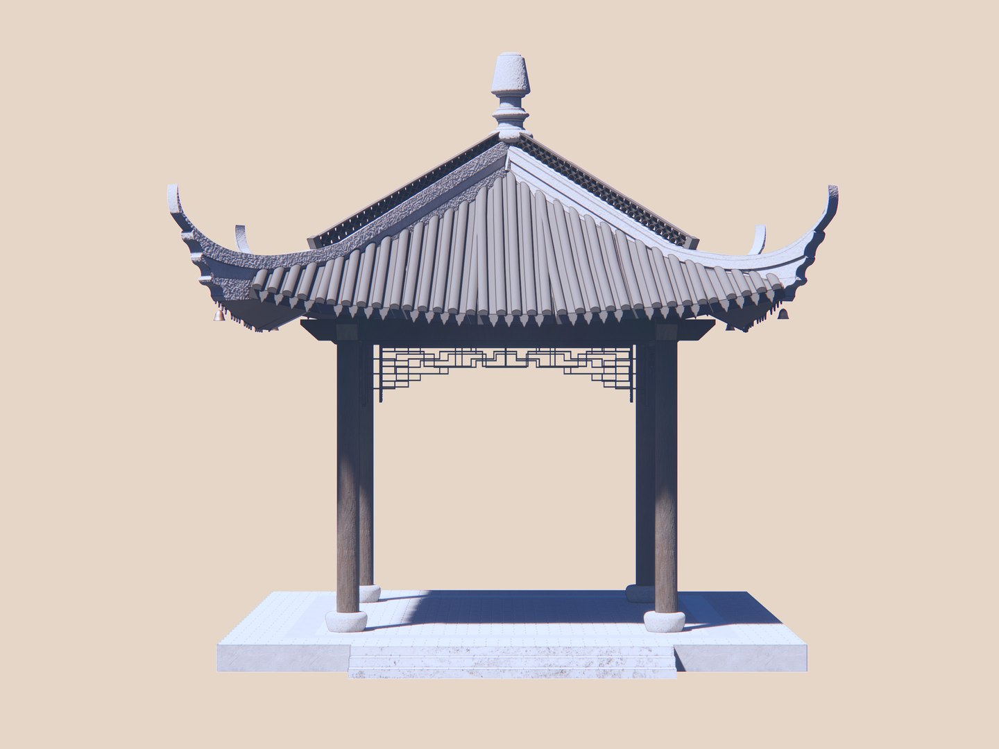 3D Traditional Chinese Square Pavilion - TurboSquid 2049135