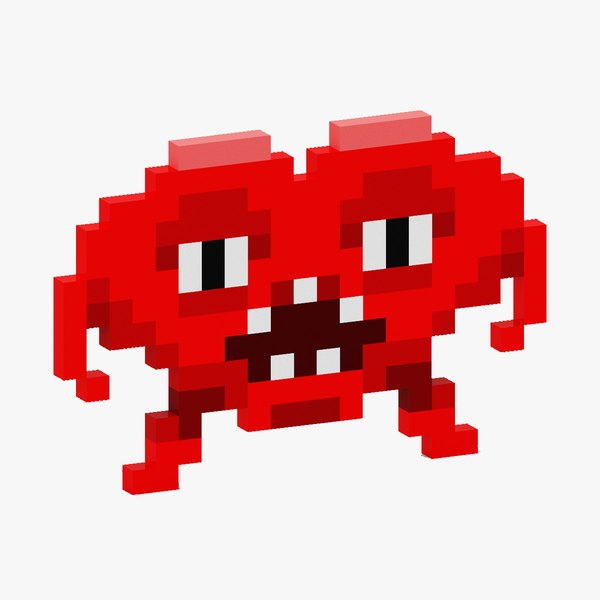 Wütendes rotes Space-Invader-Monster 3D-Modell - TurboSquid 2217172