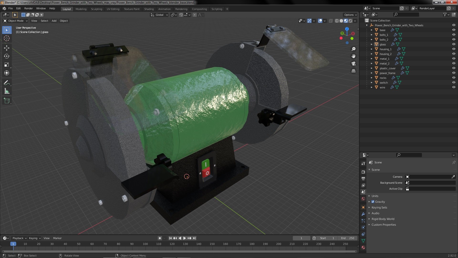 3D Power Bench Grinder With Two Wheels - TurboSquid 2083220