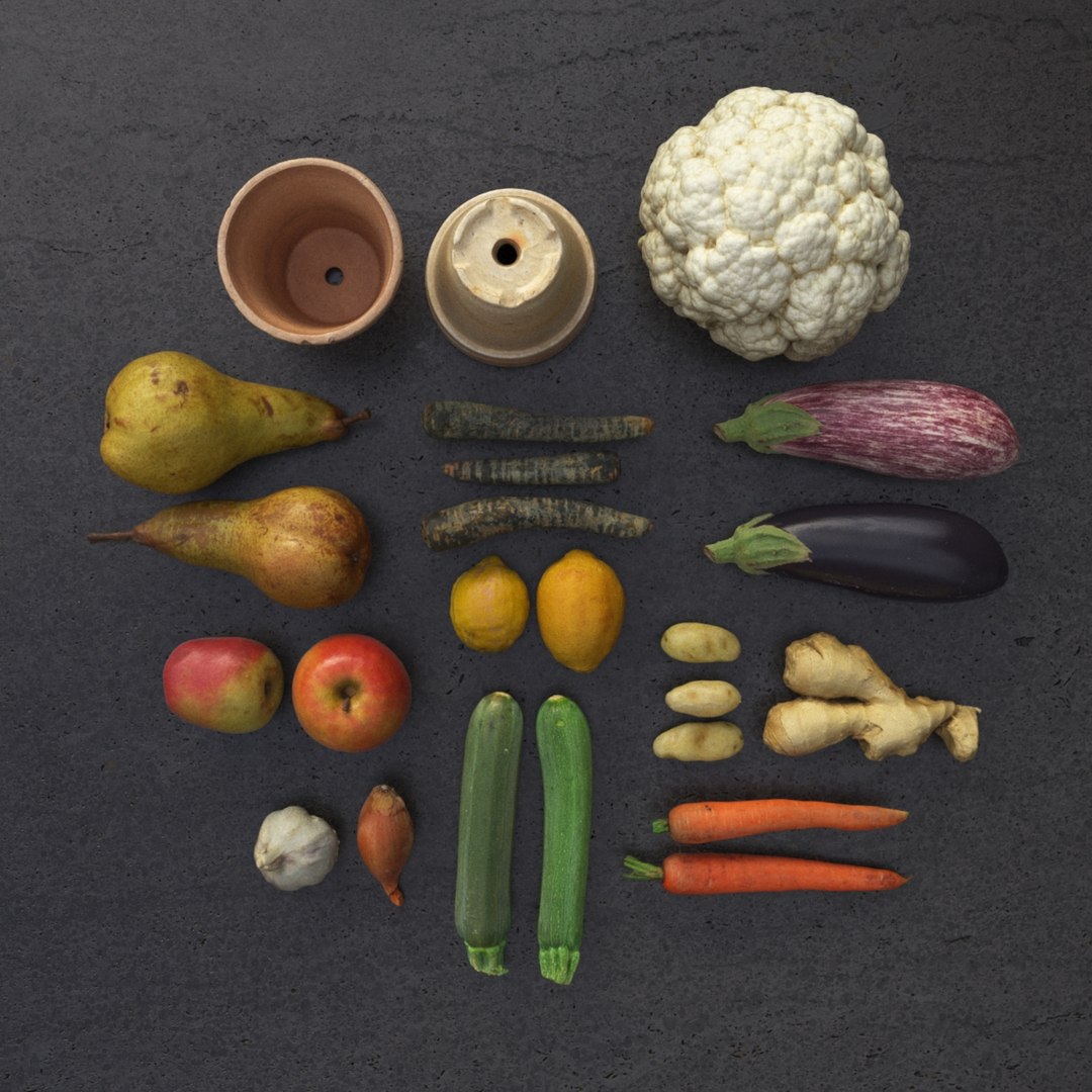 Fruit Vegetable Scenes 3d Model