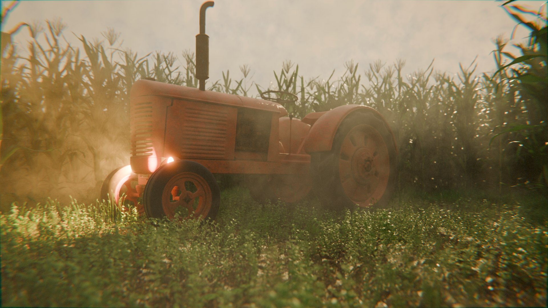 3D Old Tractor In A Cornfield 3d Scene - TurboSquid 2250243