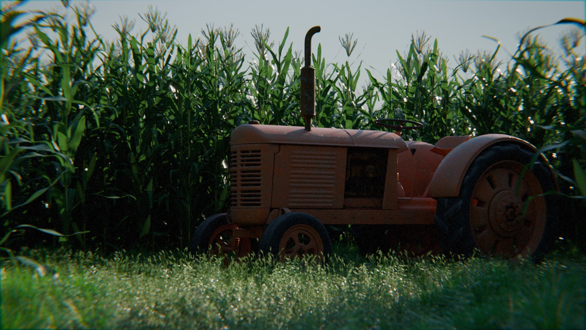 3D Old Tractor In A Cornfield 3d Scene - TurboSquid 2250243