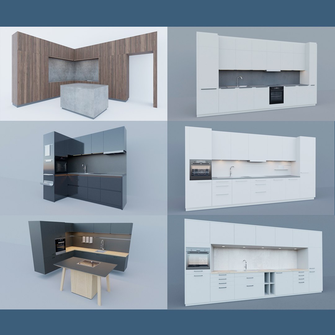 Collection Of 6 Kitchens Model - TurboSquid 2215117
