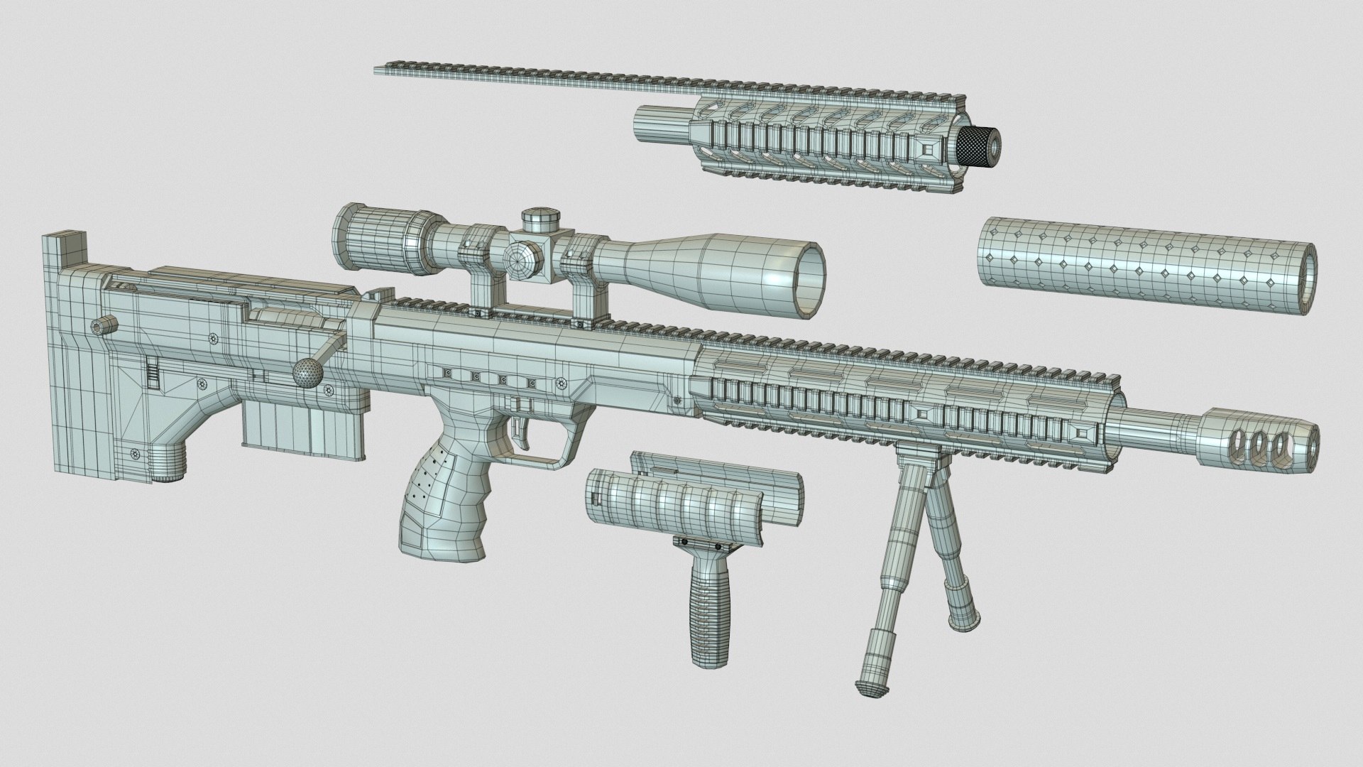 3d Model Tactical Dta Srs Sniper Rifle