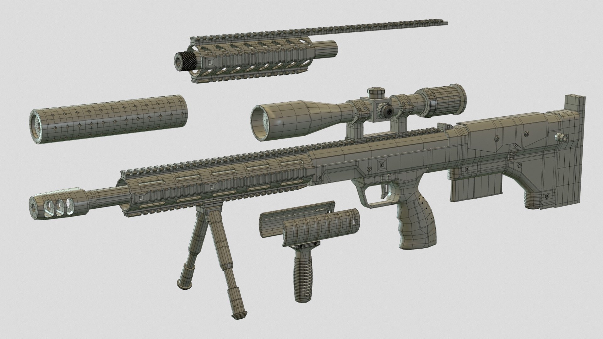 3d Model Tactical Dta Srs Sniper Rifle