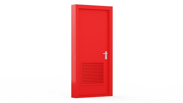 modelo 3d Puerta cortafuegos roja individual - TurboSquid 2054979