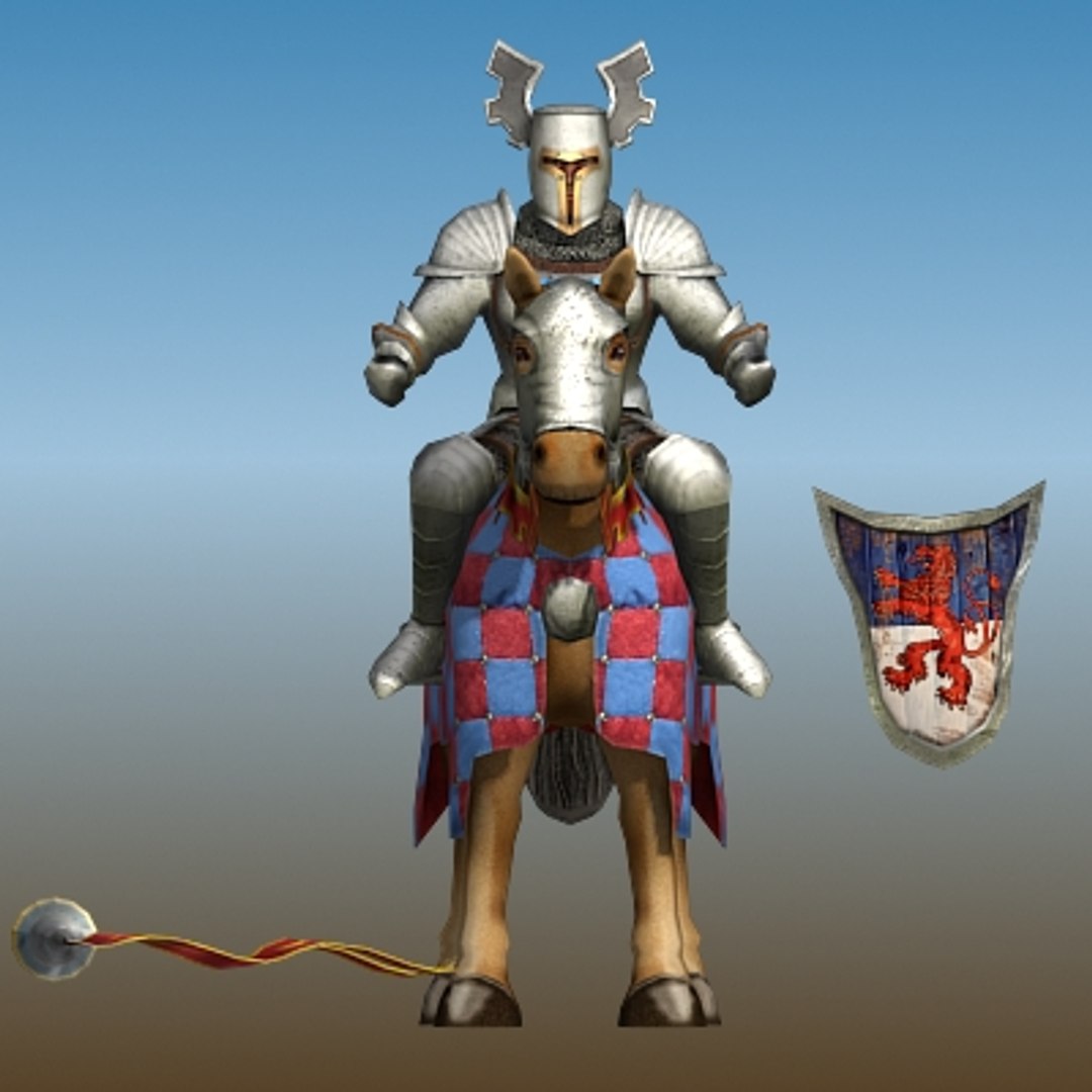 Rigged Mounted Knight Horse 3d Model