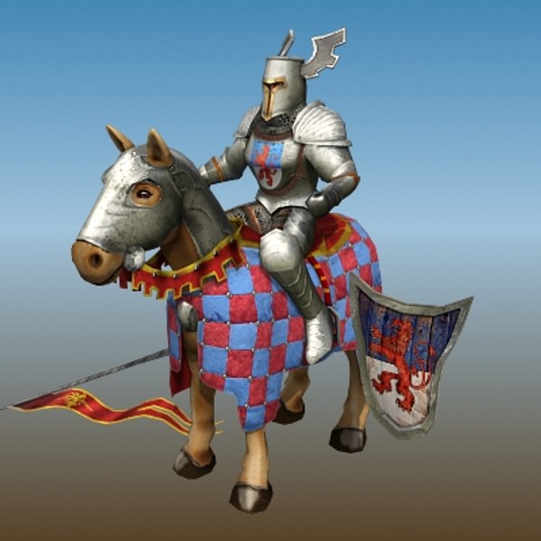 rigged mounted knight horse 3d model