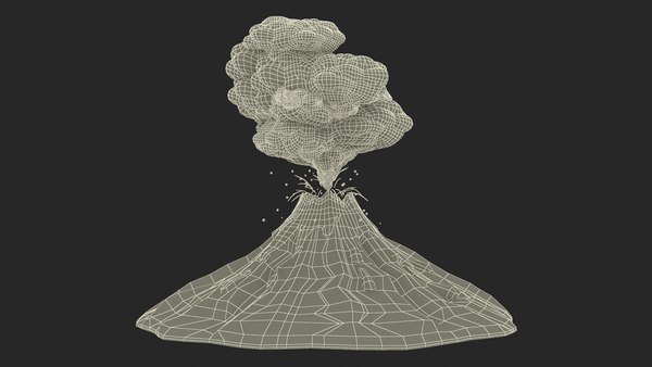 modelo 3d Volcán estilizado en erupción de color verde - TurboSquid 2269858