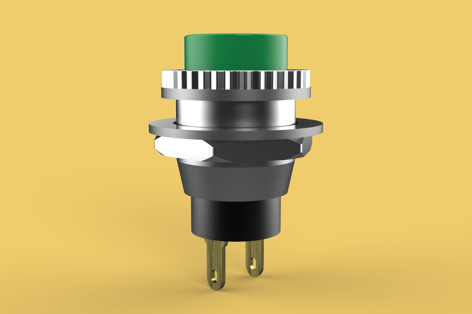 GREEN PUSH BUTTON MOMENTARY SELF RESET SMALL PRESS SWITCH ROUND 3D ...