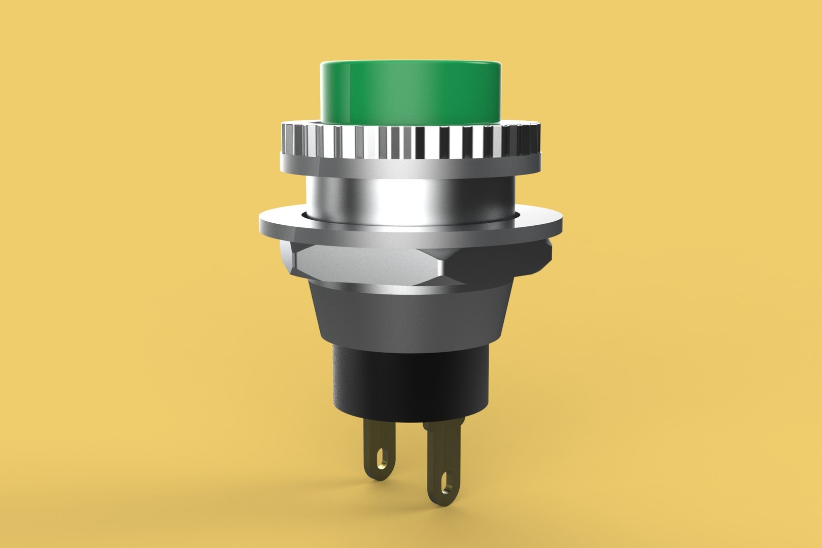 GREEN PUSH BUTTON MOMENTARY SELF RESET SMALL PRESS SWITCH ROUND 3D ...