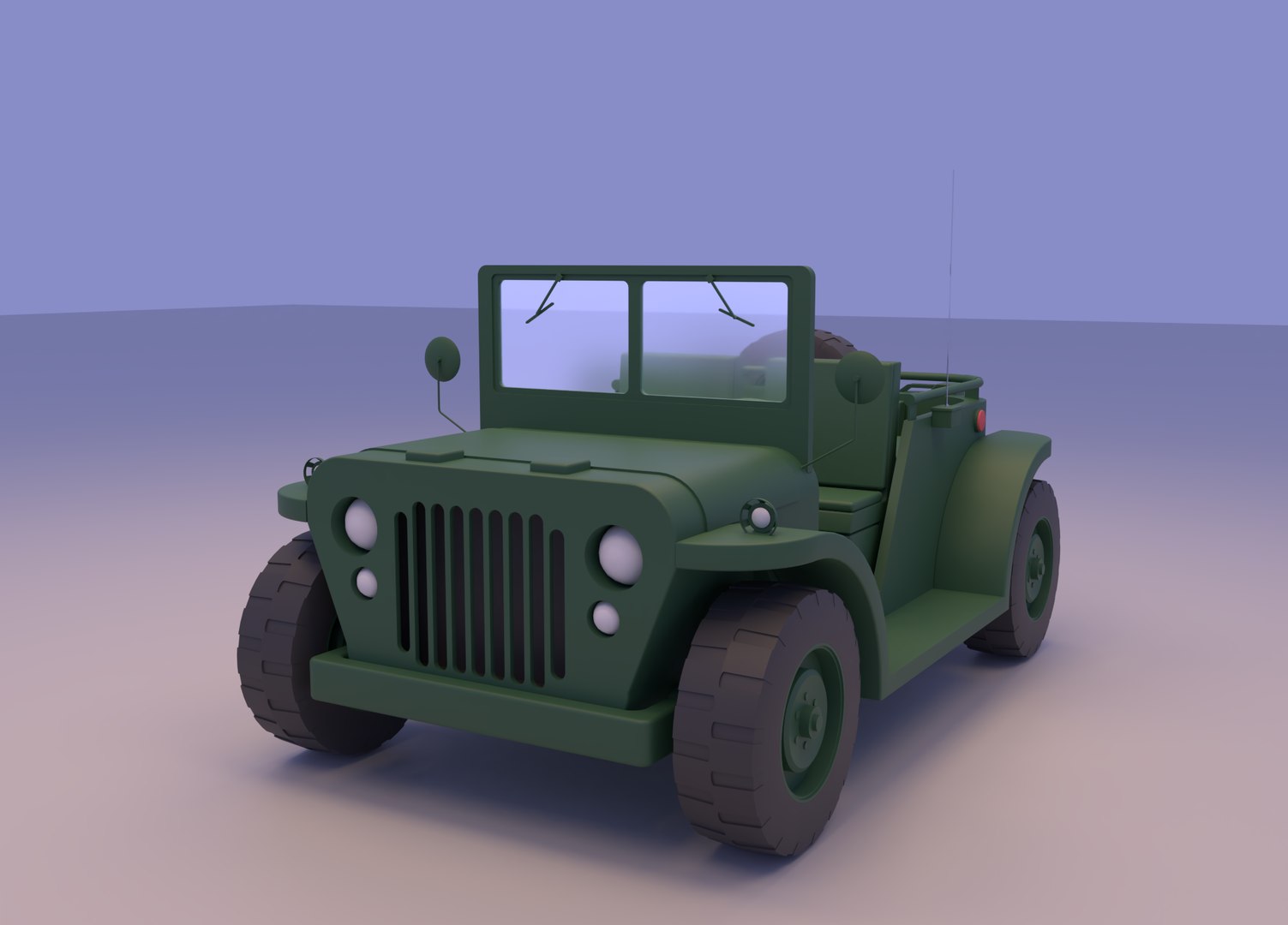 3D Model World War Cartoon Military Jeep - TurboSquid 1603641