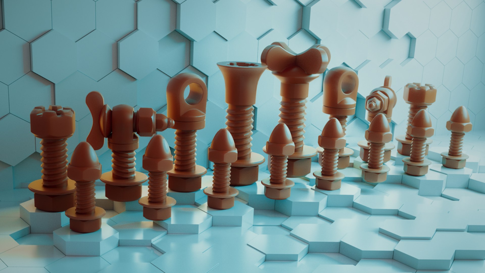3D Chess Set Bolt And Screw Stylized Printable Model - TurboSquid 1819658