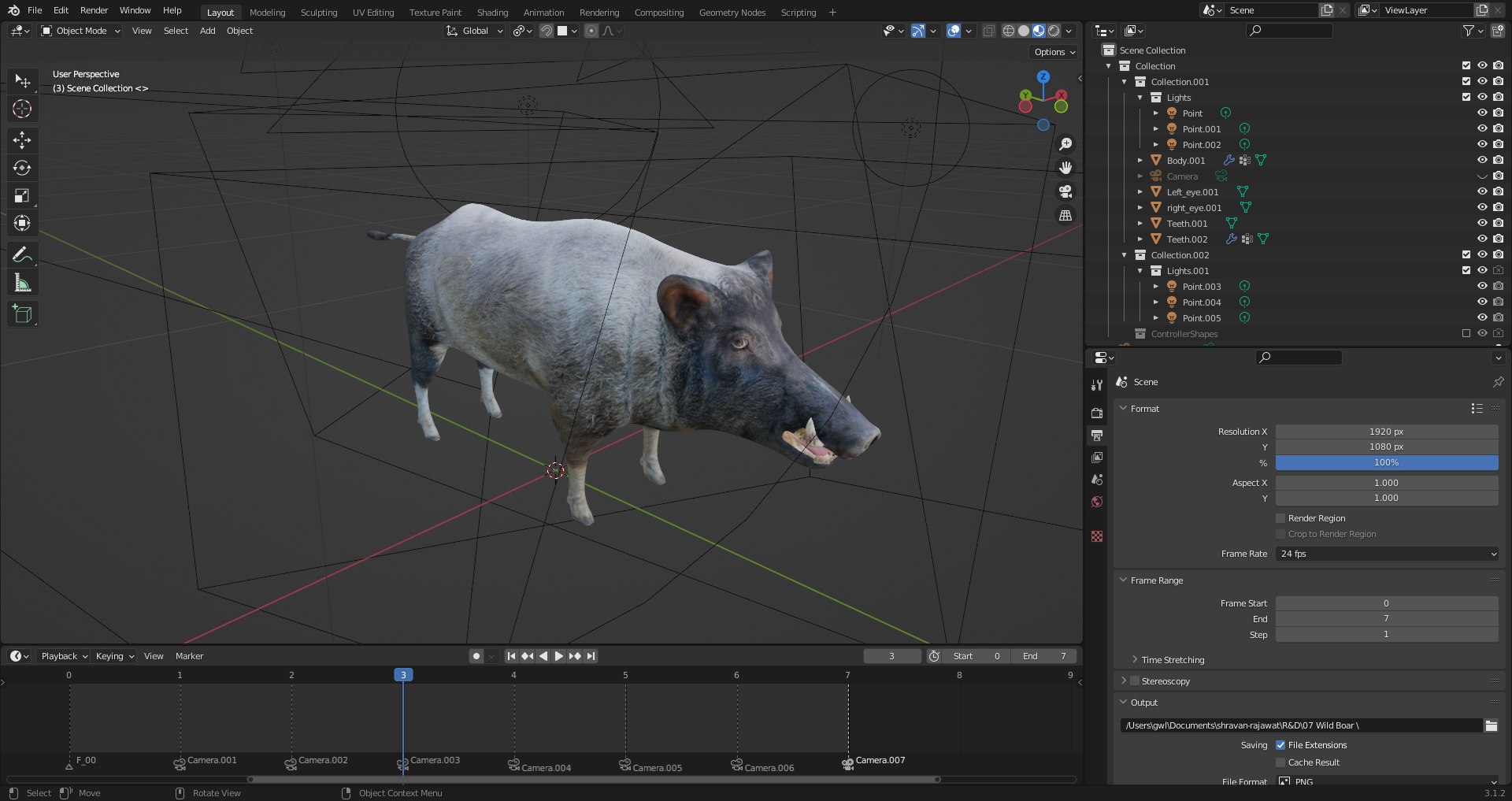 3D Model Fur Wild Boar V07 NO Rigged In Blender - TurboSquid 1992121