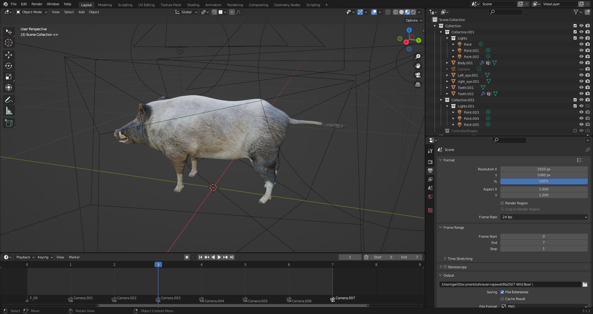 3D Model Fur Wild Boar V07 NO Rigged In Blender - TurboSquid 1992121