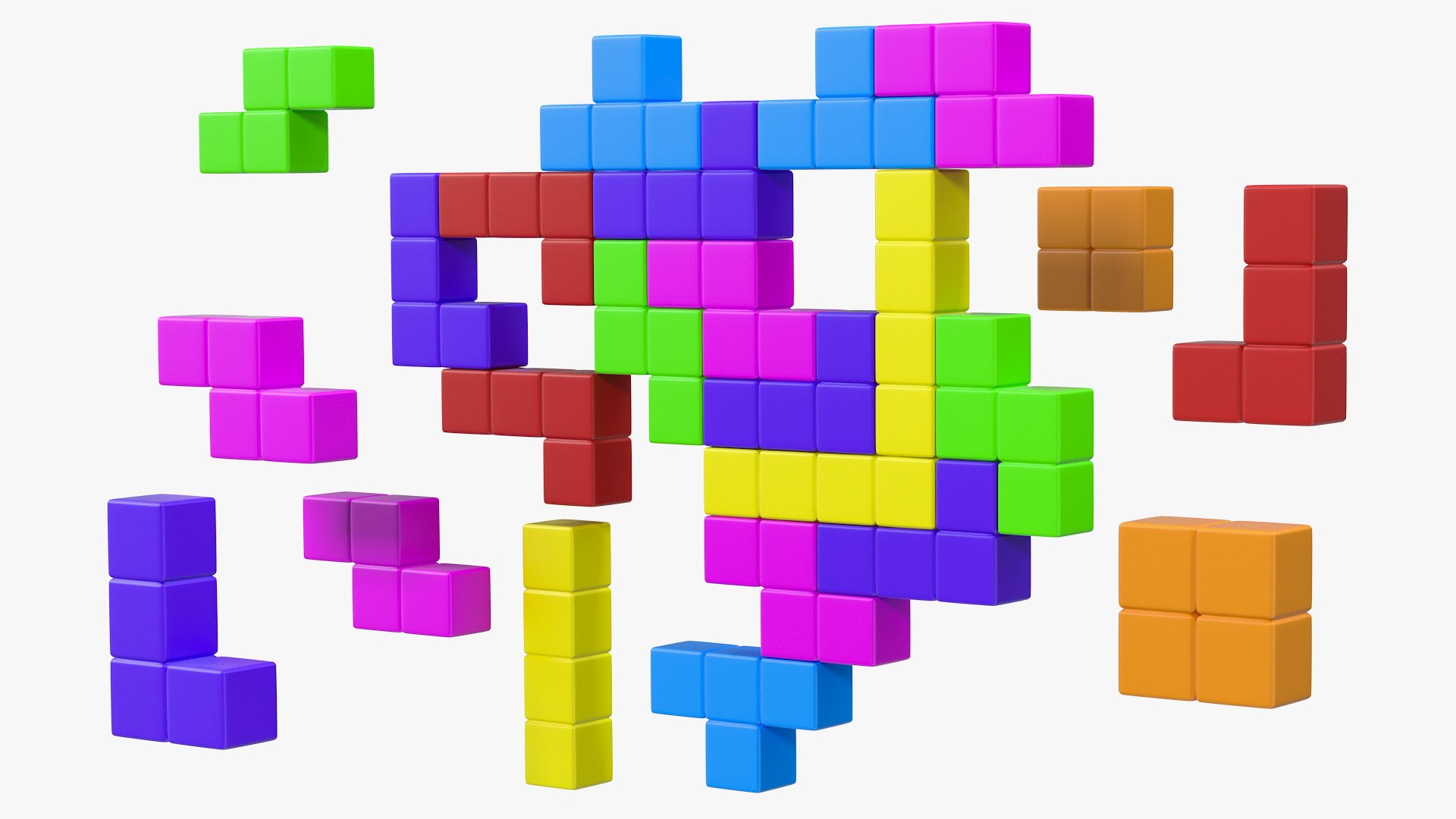 3D Tetris Blocks Heart - TurboSquid 1545751