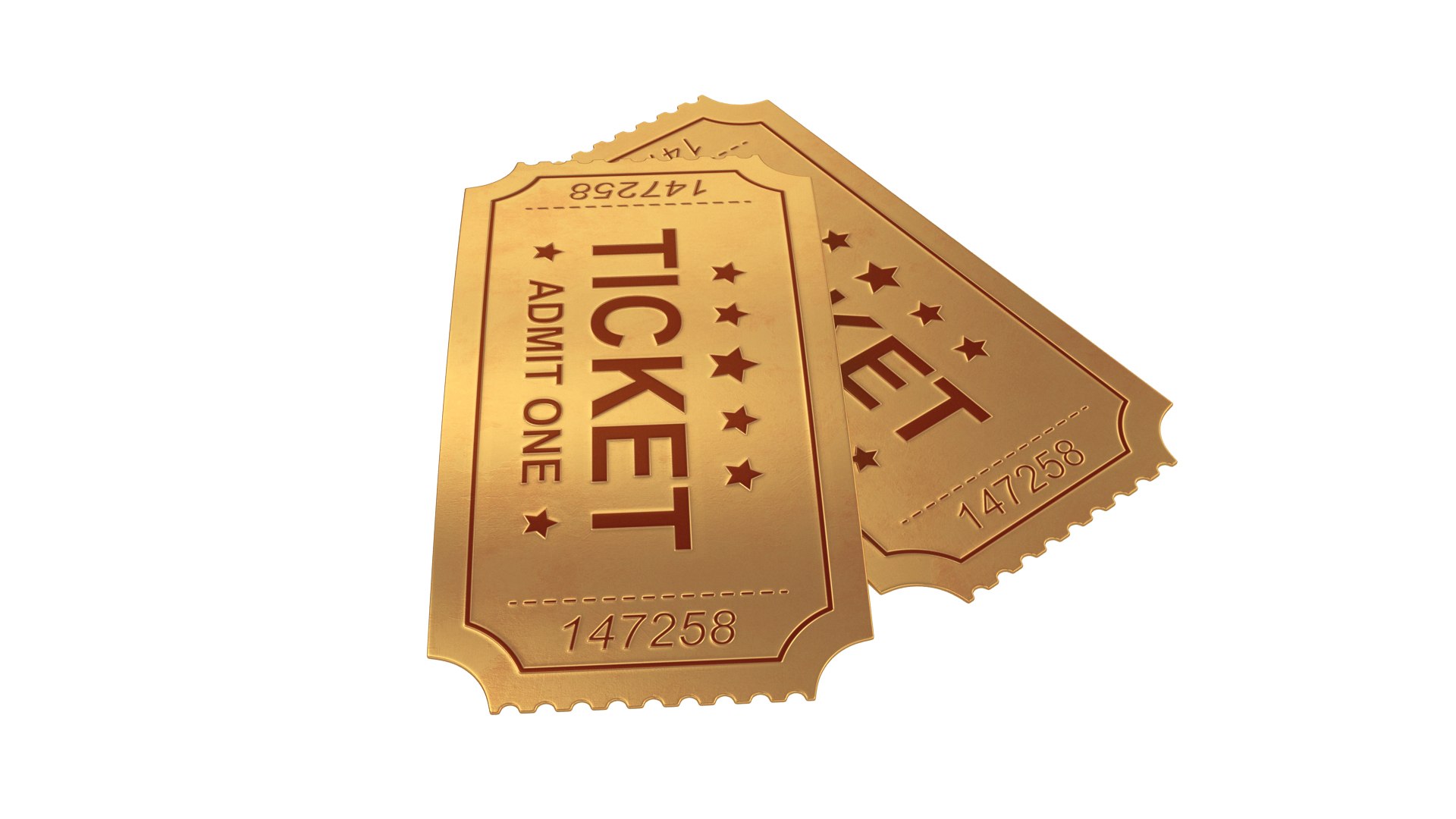 3D Ticket Gold Model - TurboSquid 1663410