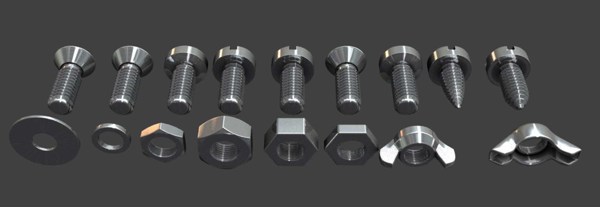 Screws Bolts 3d Model