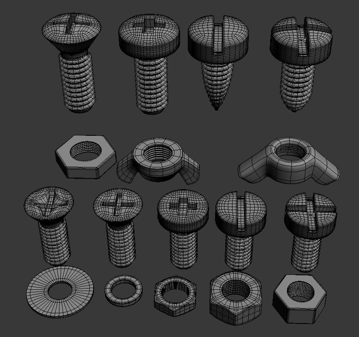 Screws Bolts 3d Model