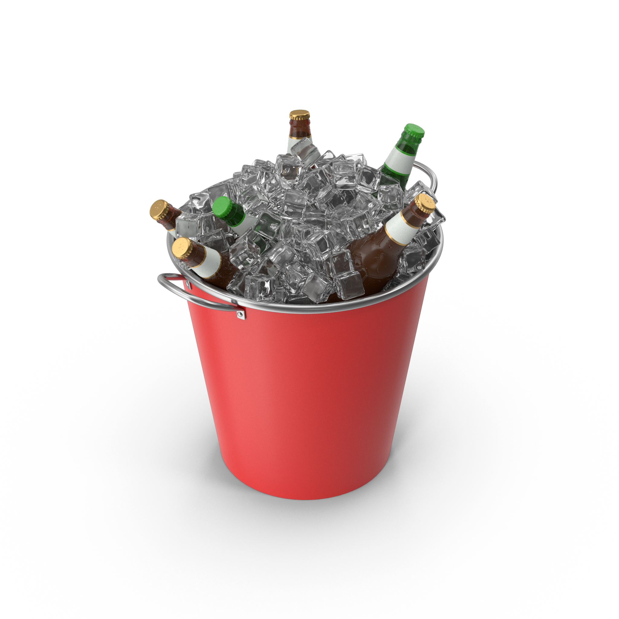 Roter Eimer mit Bierflaschen 3D-Modell - TurboSquid 1921895
