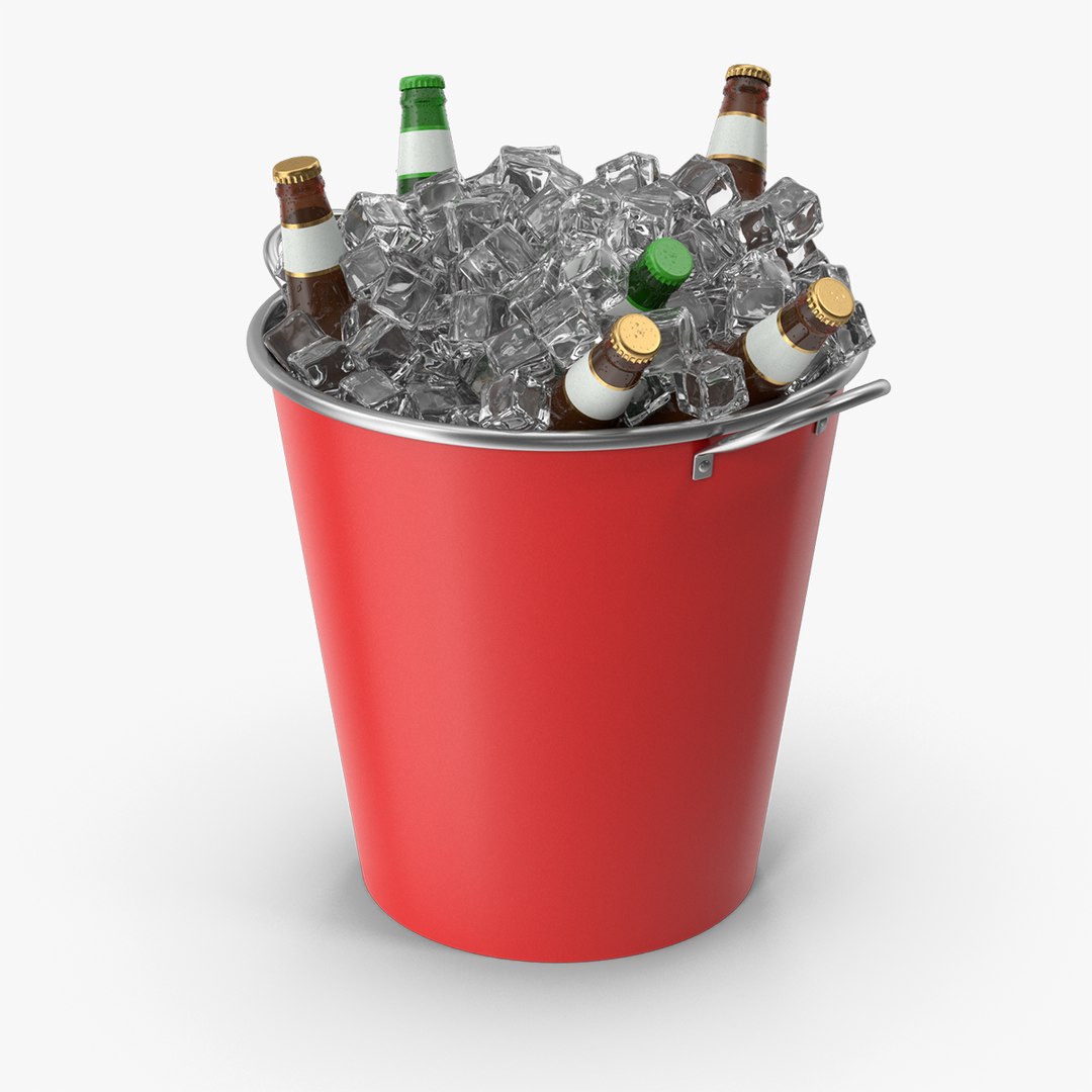 Red Bucket With Beer Bottles 3D Model - TurboSquid 1921895