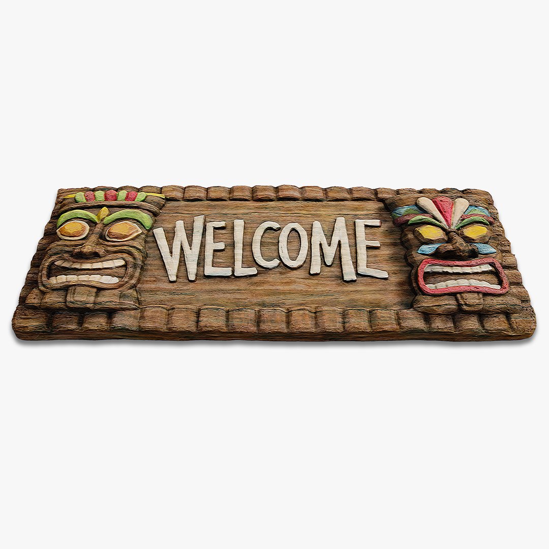 Painted Tiki Wood Welcome 3d Obj