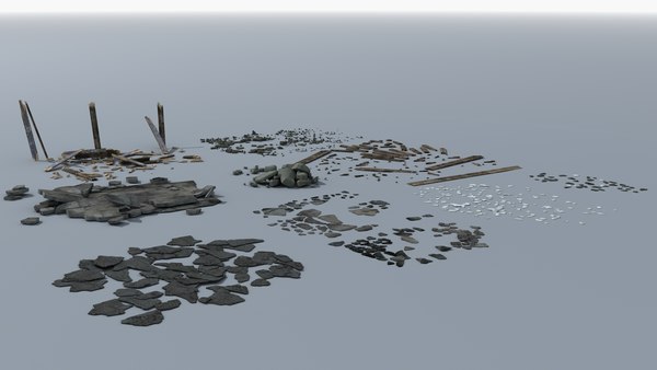 debris damage concrete 3d model