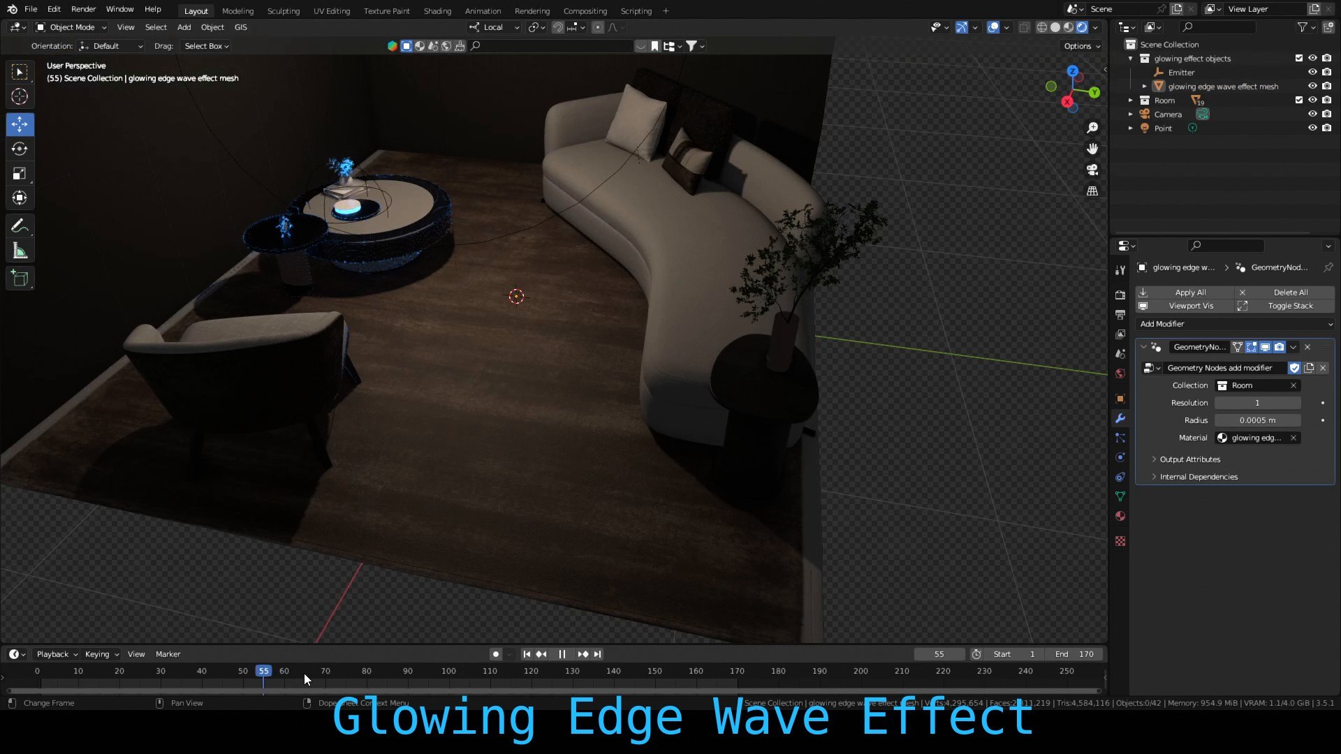 3D model glowing edge wave effect - TurboSquid 2129213