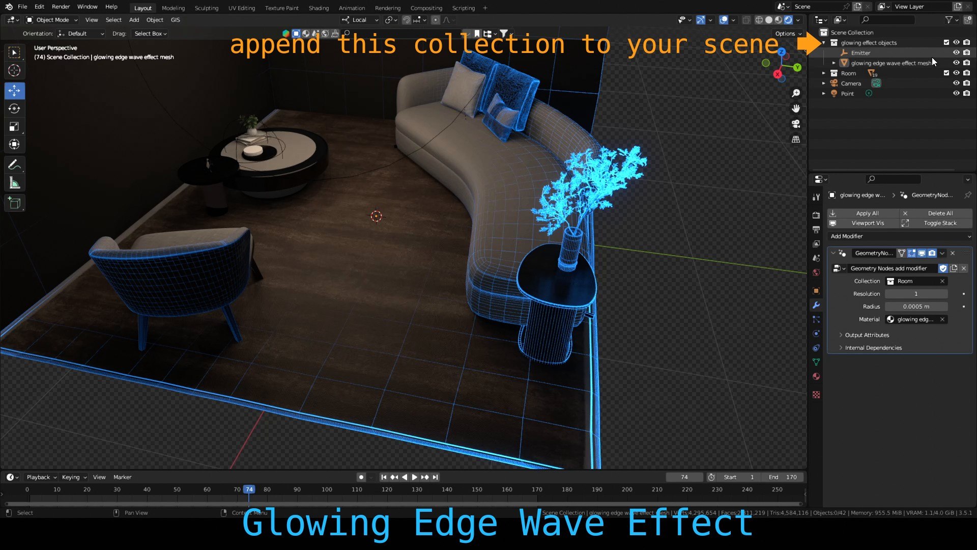 3D Model Glowing Edge Wave Effect - TurboSquid 2129213