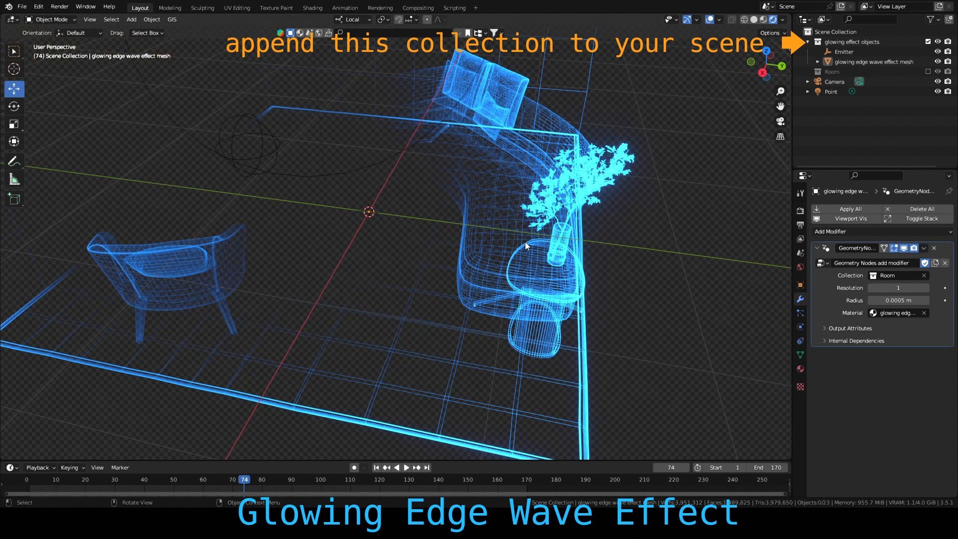 3D Model Glowing Edge Wave Effect - TurboSquid 2129213