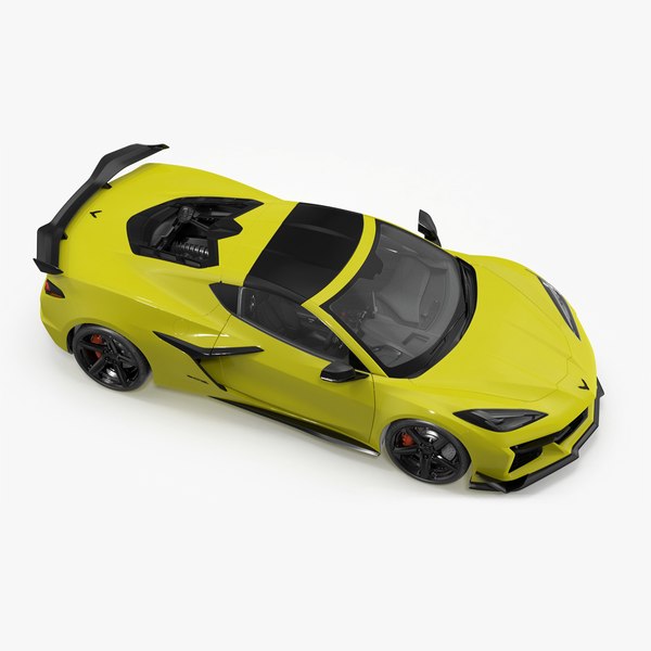 modelo 3d Chevy Corvette Z0 2023 Coupé amarillo equipado para Maya ...