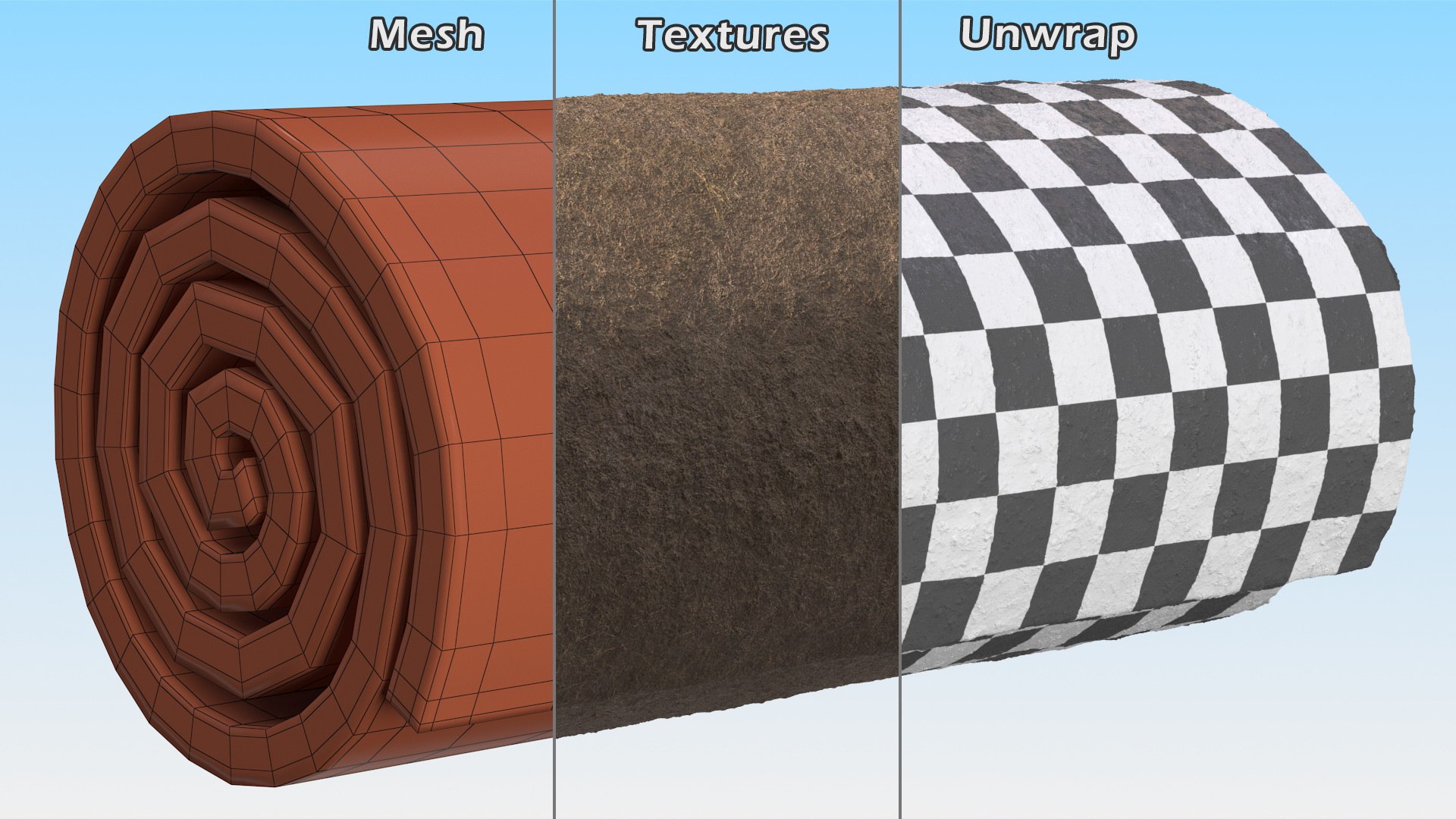 3D Model Lawn Turf Roll Folded Fur - TurboSquid 1882217