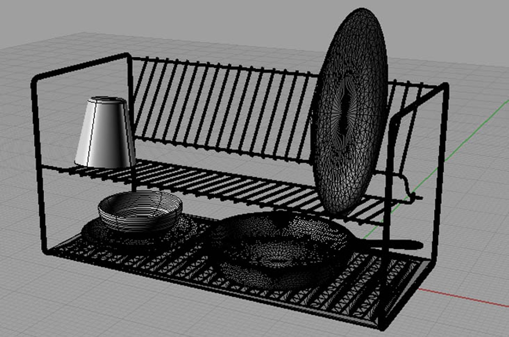 3d Kitchen Dishes Rack Model