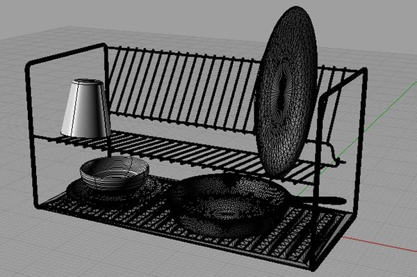 3d kitchen dishes rack model