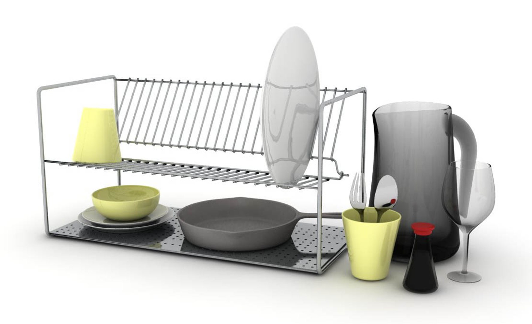 3d Kitchen Dishes Rack Model