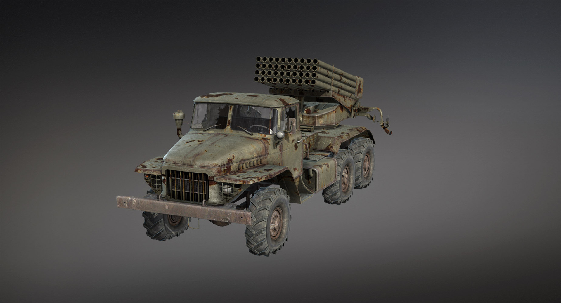 Low-poly Rusty Bm-21 Grad 3d Model