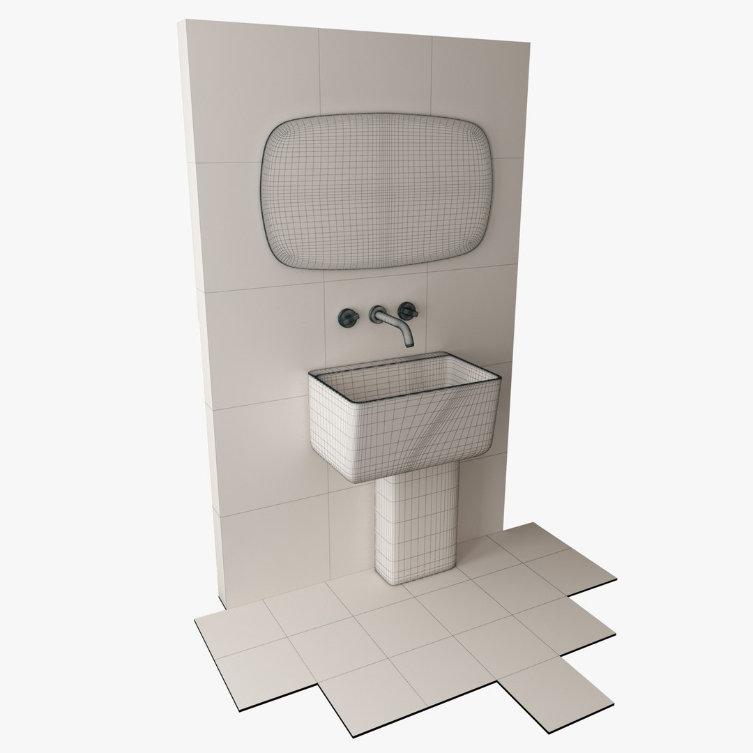 free contemporary bathroom set 3d model