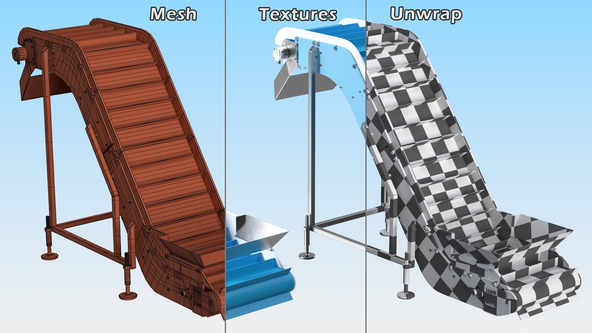 Incline Conveyor With Hopper Rigged 3D model - TurboSquid 1870743