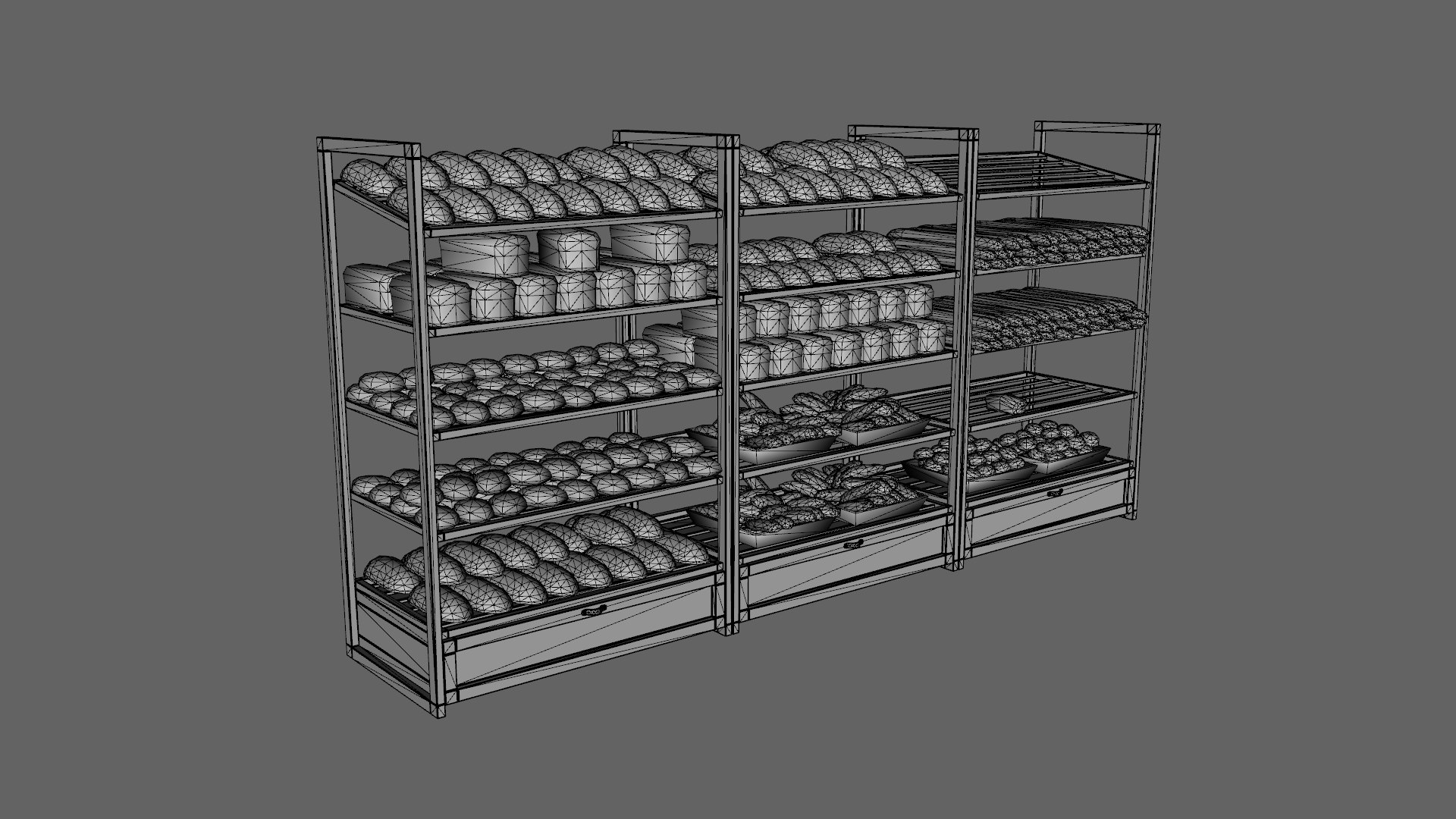 Supermarket Bread Shelve 3D Model - TurboSquid 2348563