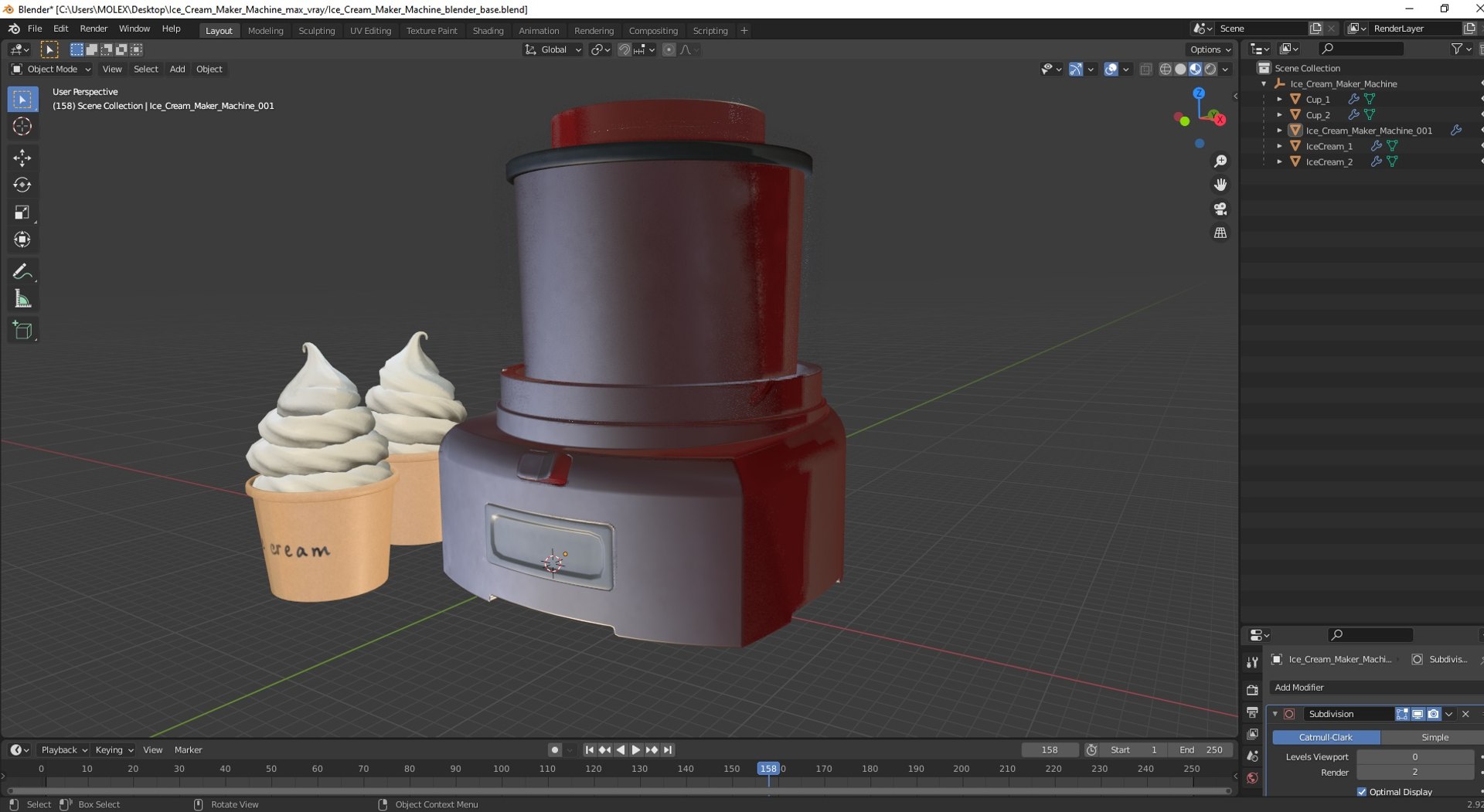 Ice Cream Maker Machine 3D Model - TurboSquid 2199205
