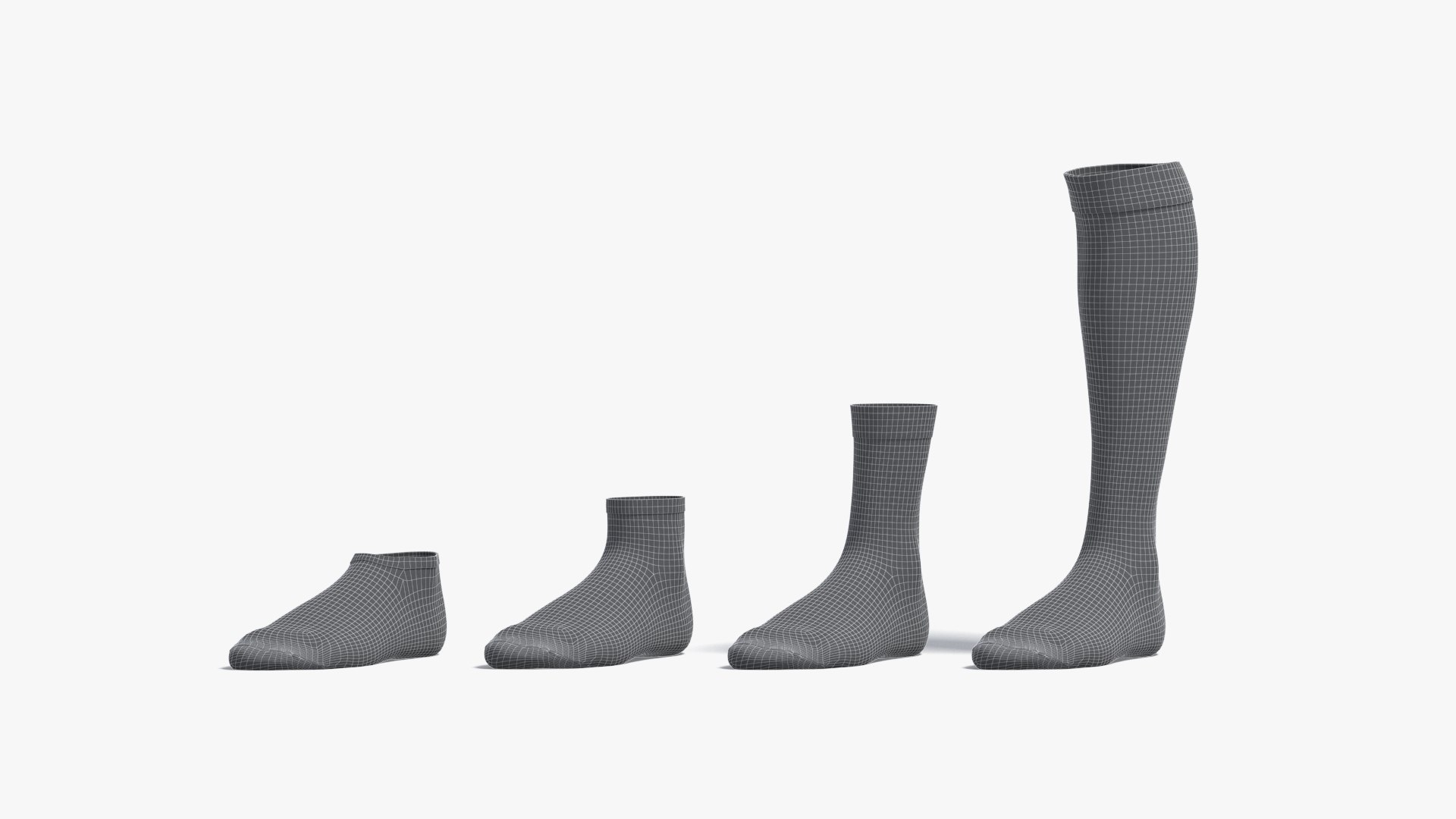 3D White Single Socks different shapes - fabric sox pair - TurboSquid ...